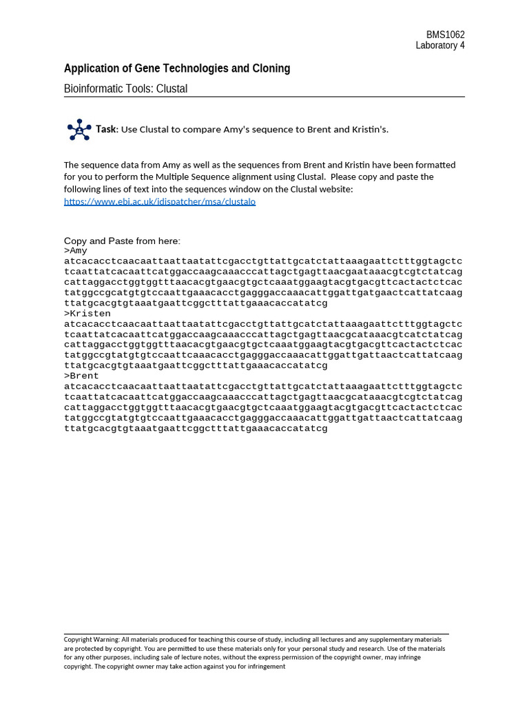 Rpob Sequences For Clustal Multiple Sequence Alignment | PDF