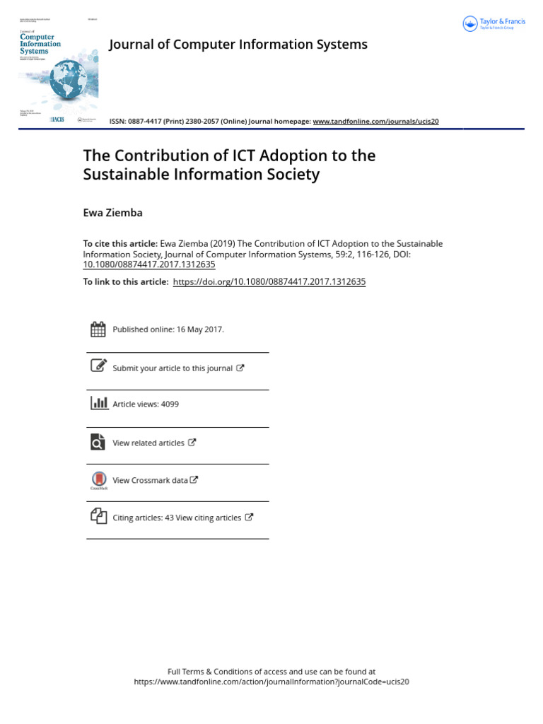 Contribution of ICT Adoption To The Sustainable Information Society ...