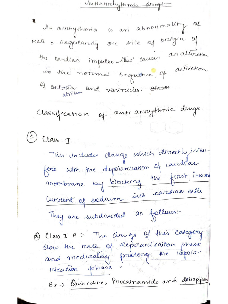 Unit III Antiarrhythmic Drugs Notes | PDF