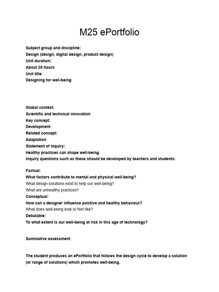 Design M25 PCUP ( May 2025 e-Portfolio) | PDF | Well Being | Design