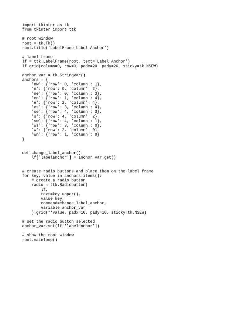 Tkinter Label Frame2 | PDF