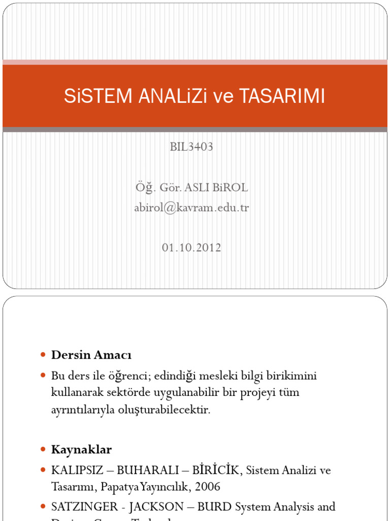 Sistem Analizi Ve Tasarımı | PDF