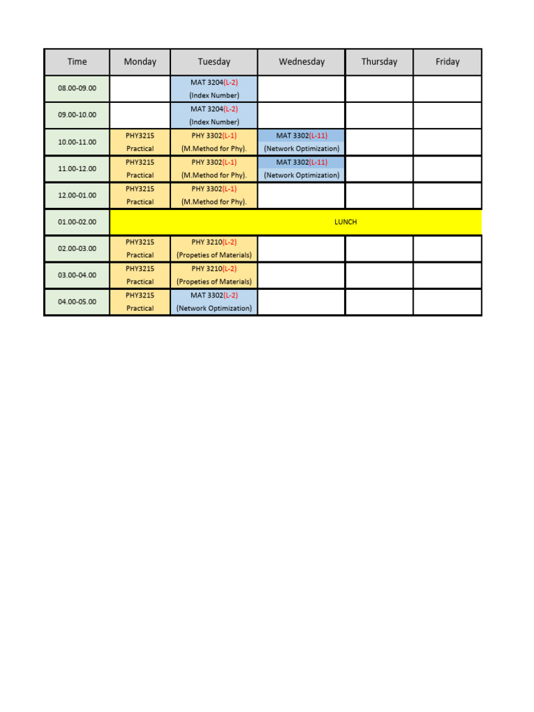 Time Table 3RD Year | PDF | Technology & Engineering
