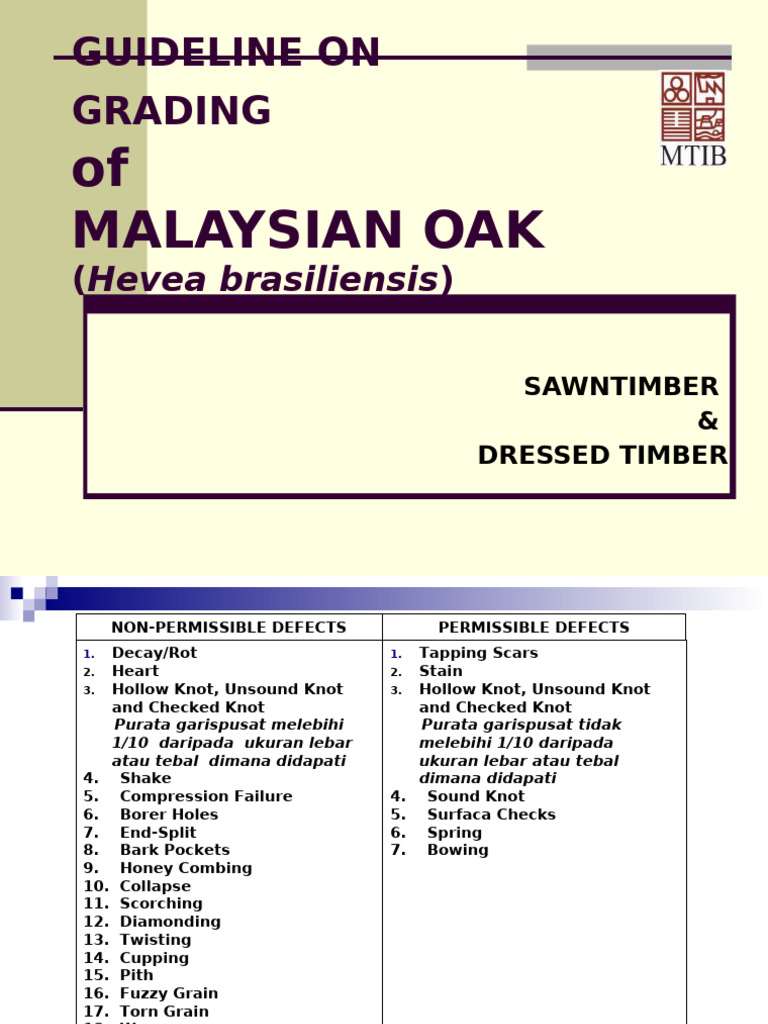 Grading of Malaysian Oak | PDF