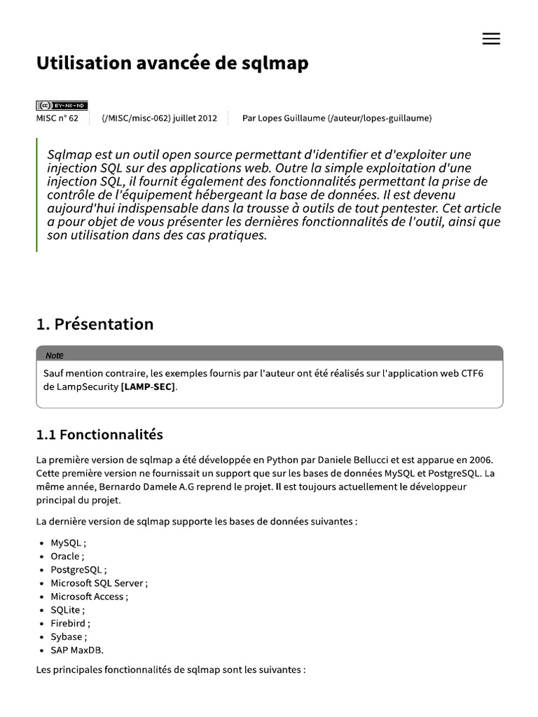 Utilisation Avancée de Sqlmap | PDF