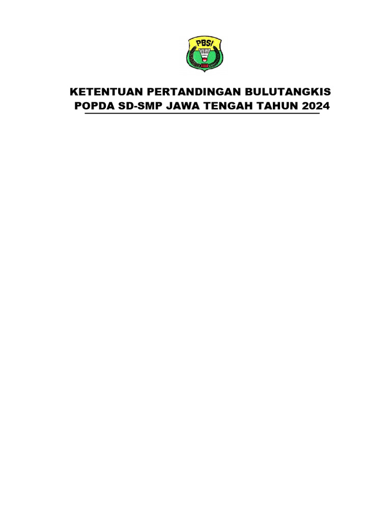 Ketentuan Popda SD-SMP Cab Bulutangkis 2024.r1 | PDF | Olahraga & Rekreasi