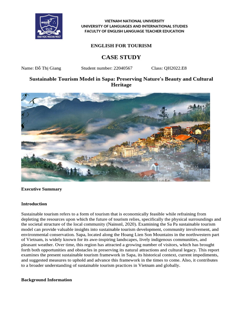 2023-Case Study Template | PDF | Tourism | Natural Environment