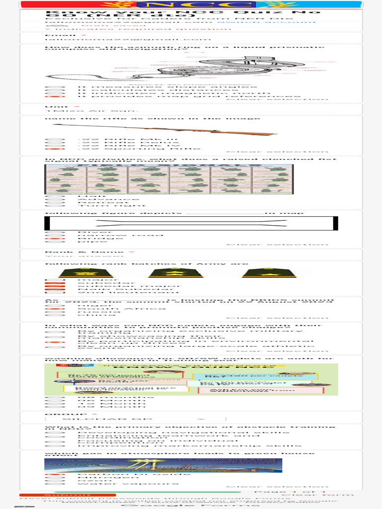 Know Your NCC Quiz No 60 (NER Dte) | PDF