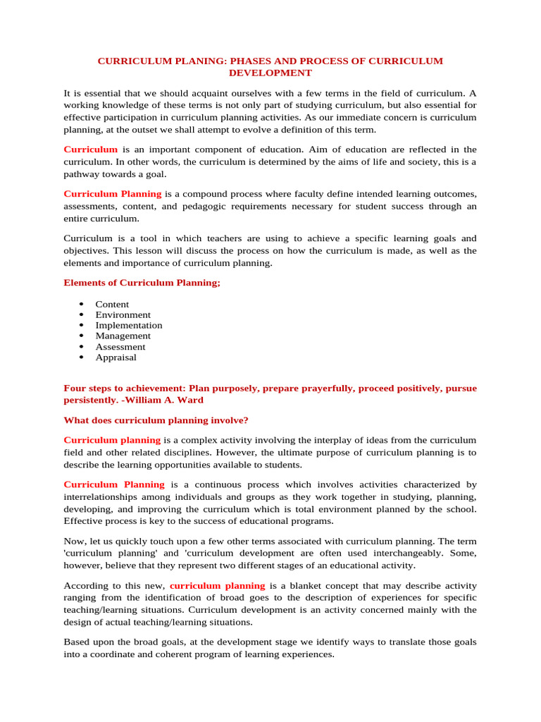 Curriculum Planning: Phases & Process | PDF | Curriculum | Teachers