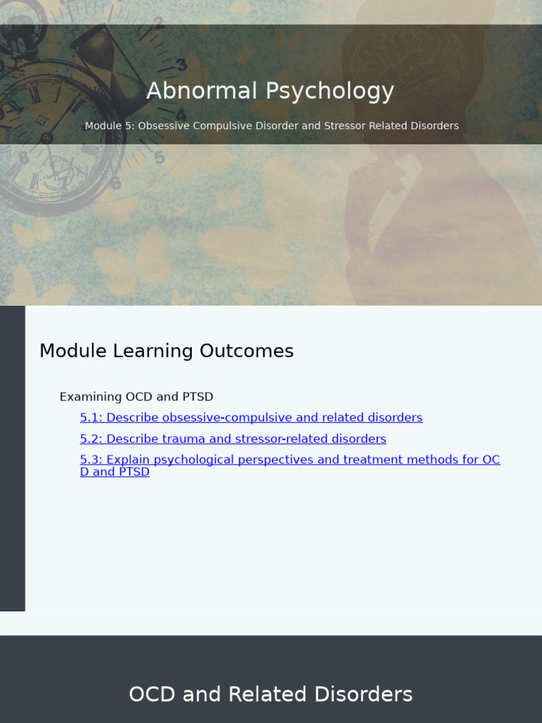 OCD and Trauma-Related Disorders Overview | PDF | Obsessive–Compulsive ...