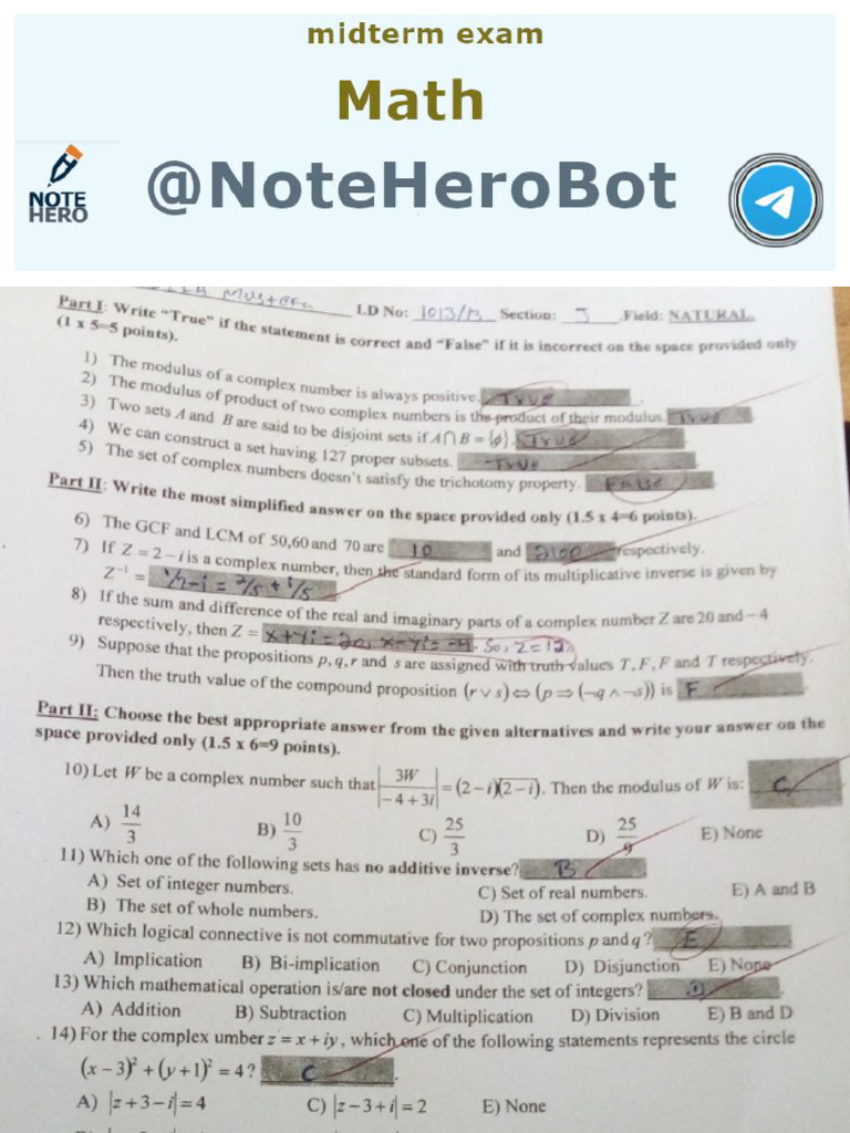Math Mid (WoU) @NoteHeroBot | PDF