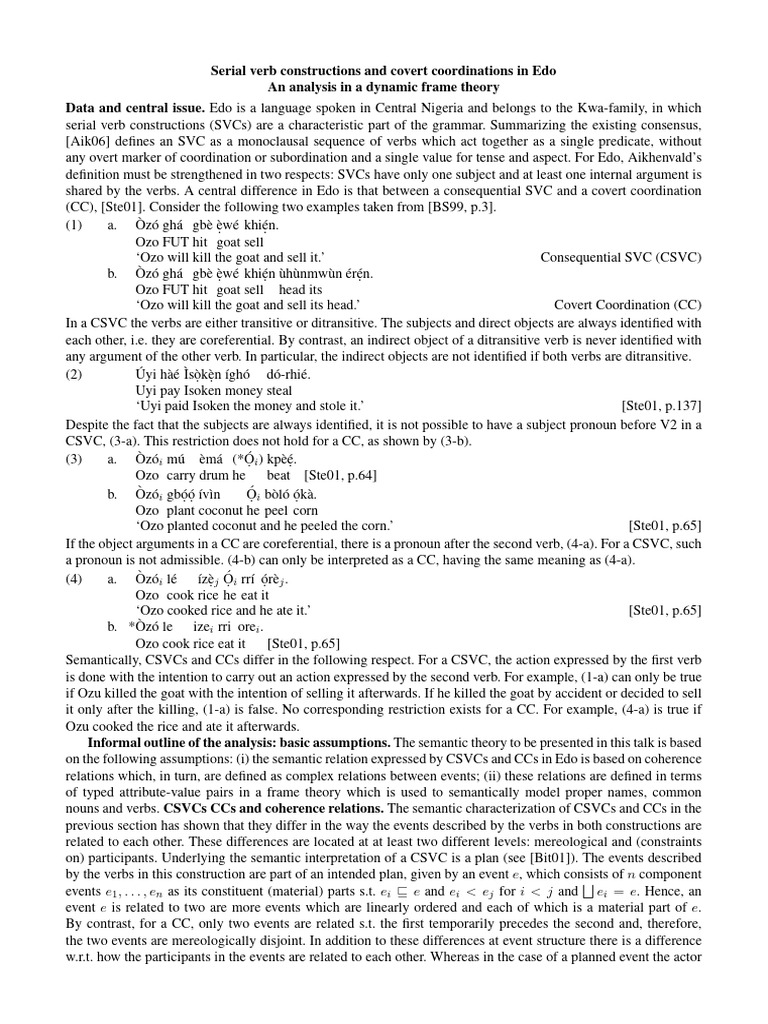 Serial Verb Construction in Edo | PDF | Verb | Function (Mathematics)