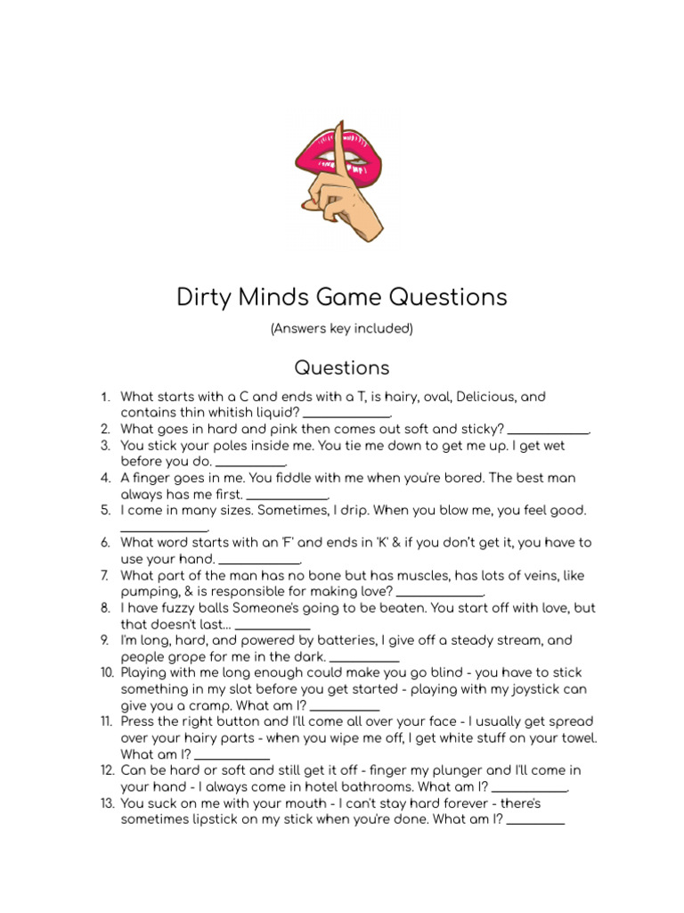 Dirty Minds Game Questions & Answers | PDF