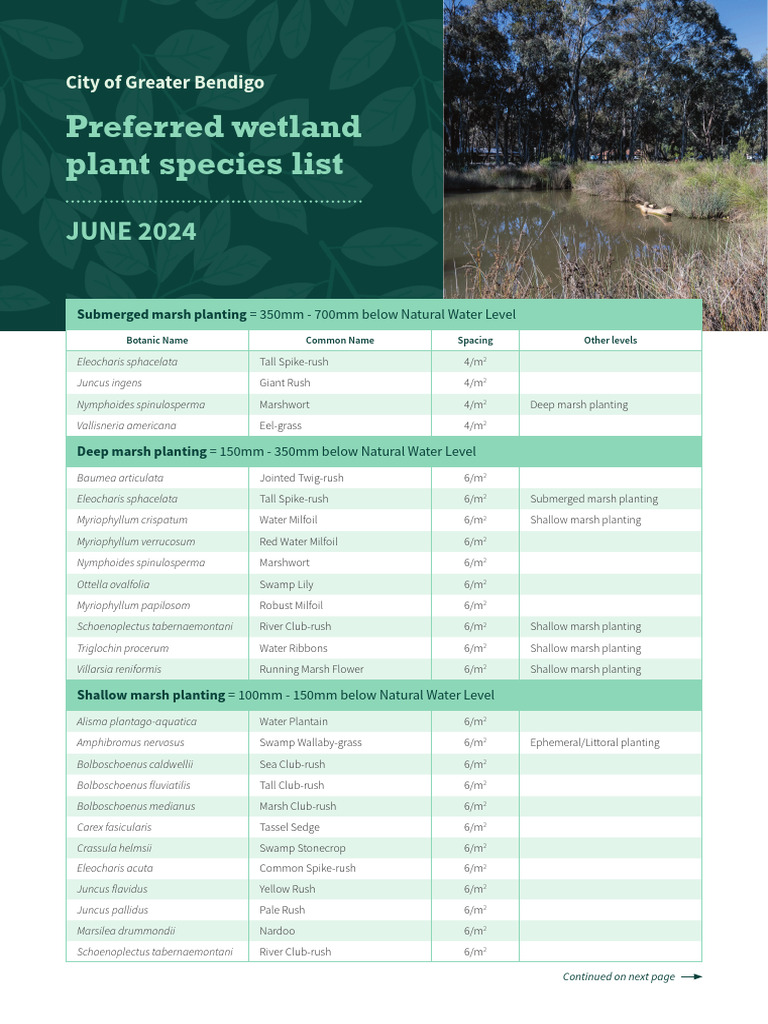 Wetland Planting Guidelines and Species List | PDF | Plants | Botany