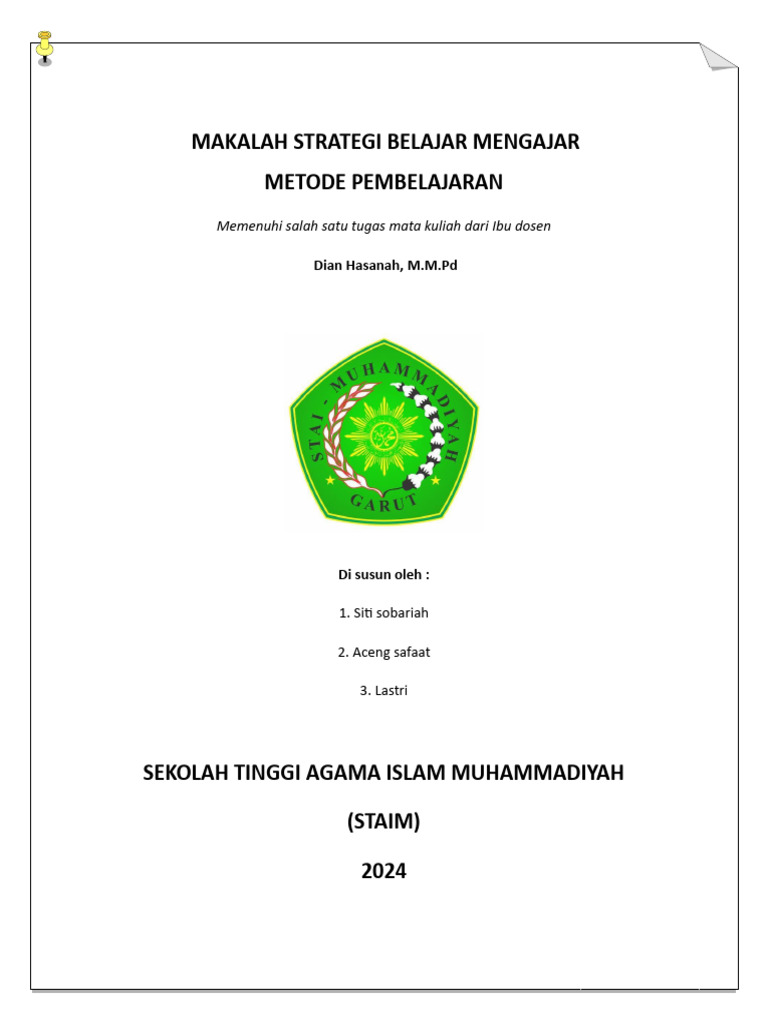 Makalah Metode Belajar Bu Dian | PDF | Karier & Perkembangan