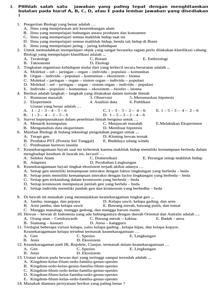 Latihan Soal Bio X | PDF