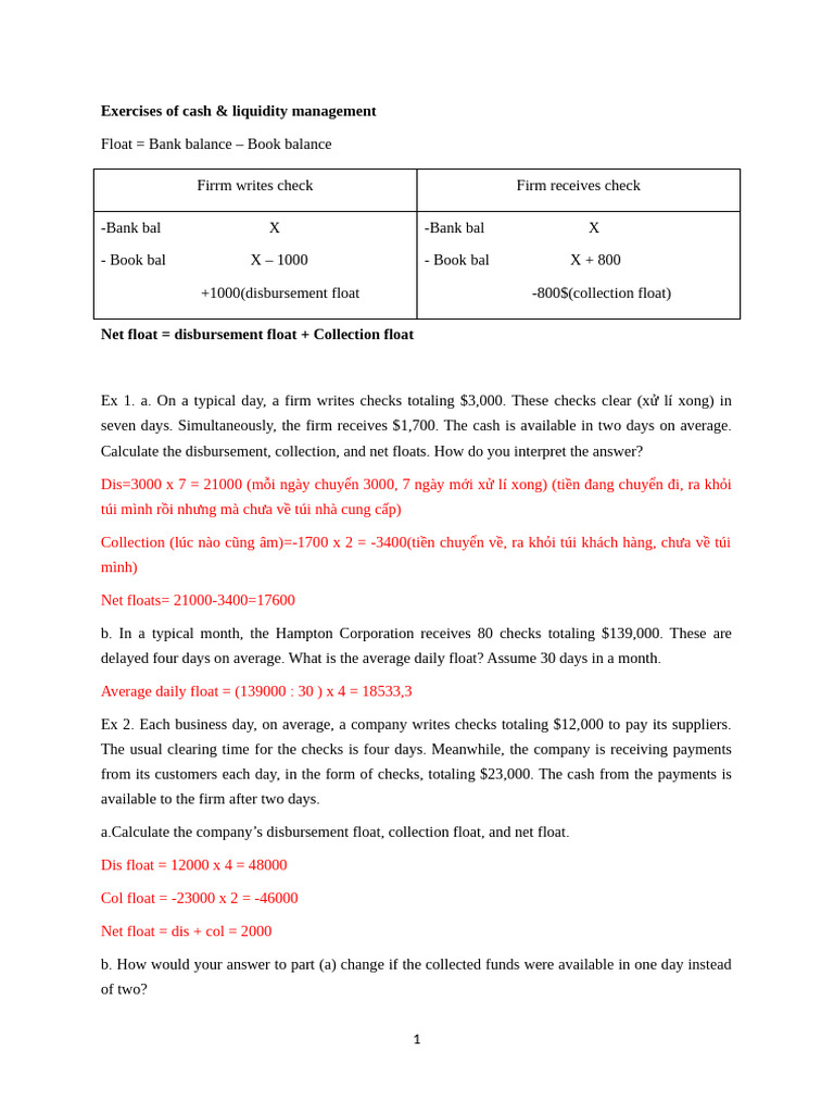 Exercises of Cash Liquidity Management | PDF | Interest | Net Present Value