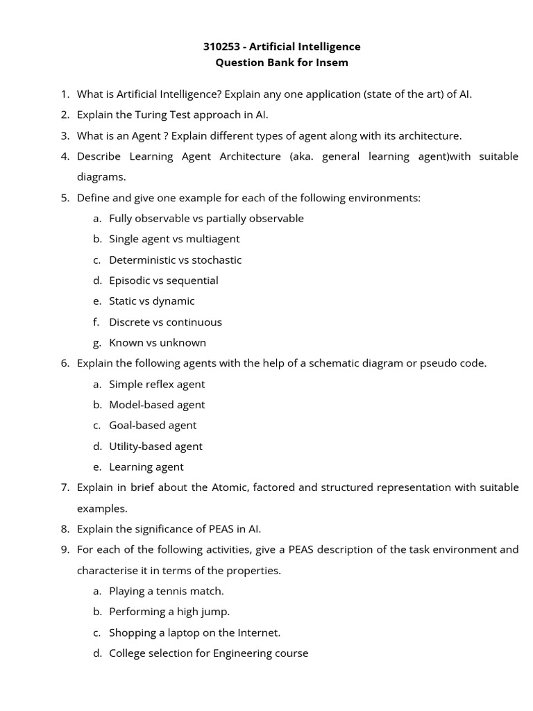 AI- Questions | PDF | Algorithms | Artificial Intelligence