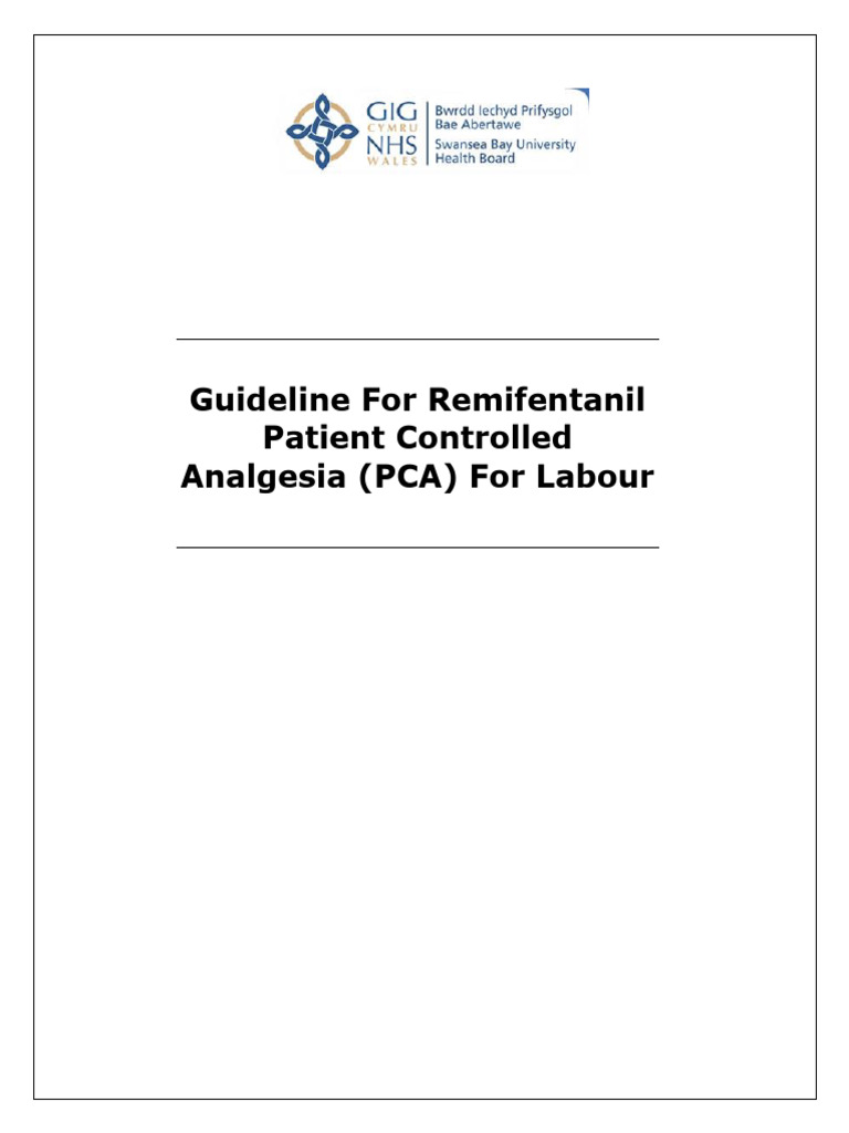 Patient Controlled Analgesia (PCA) For Labour, Guideline For ...