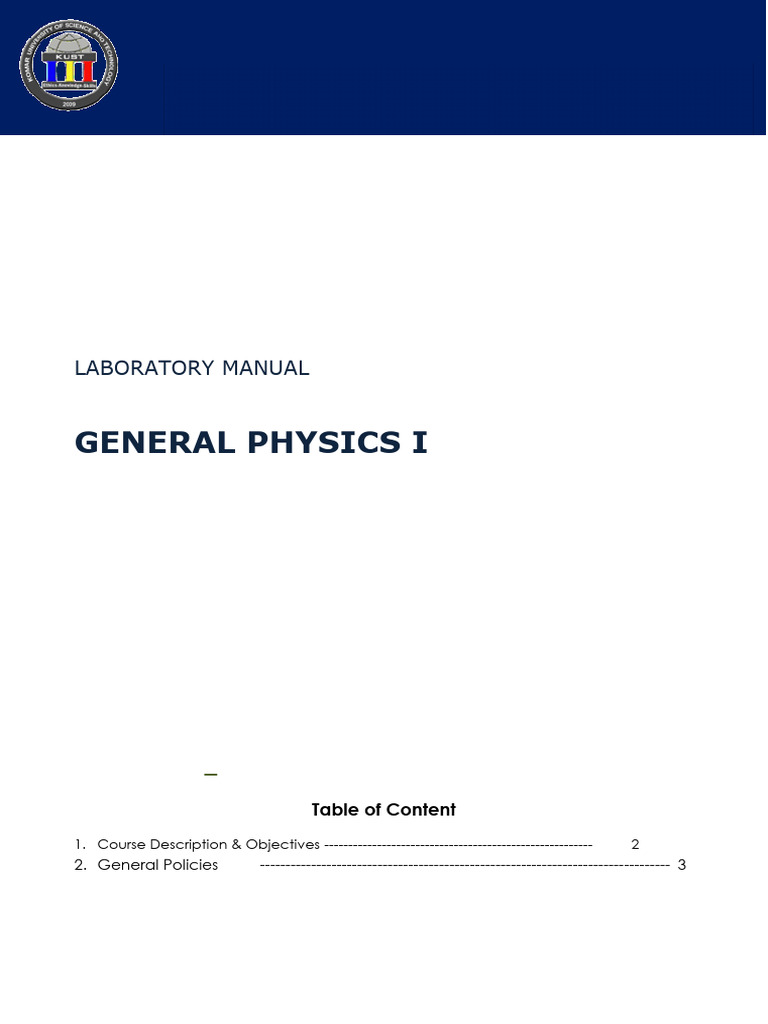 General Physics I Lab Manual Mr. Peshawa V3 | PDF | Force | Observational Error