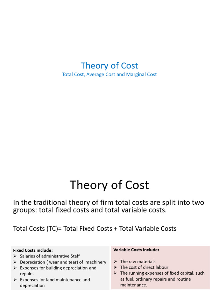 Theory of Costs | PDF | Marginal Cost | Average Cost