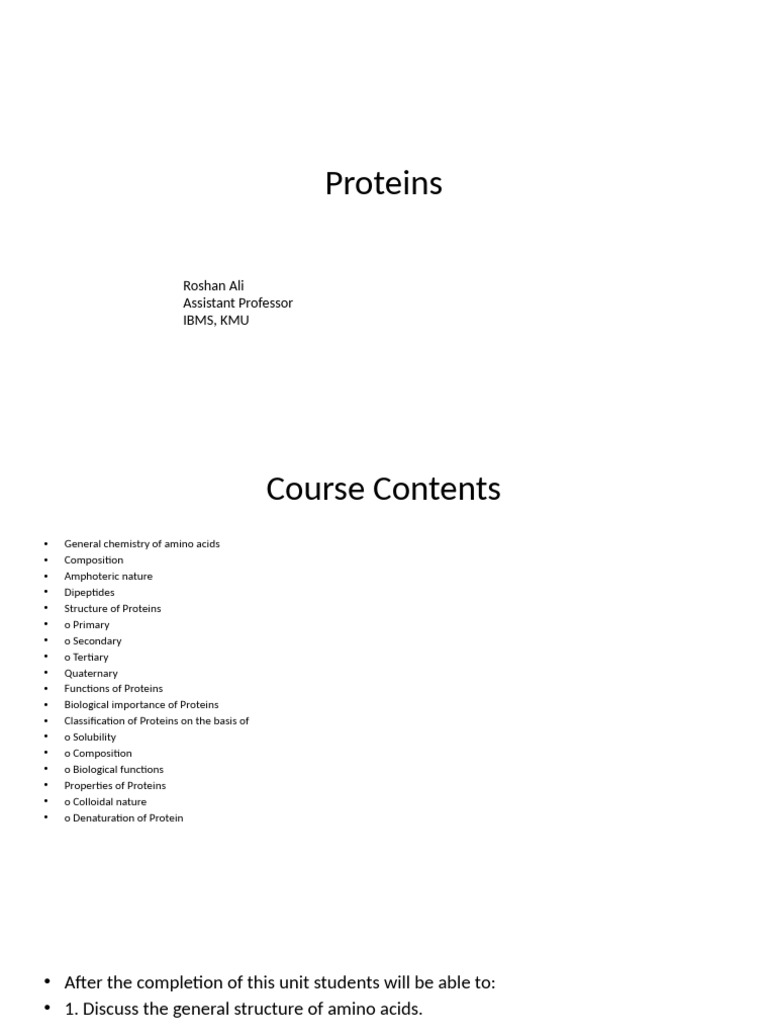 Proteins, Biochemistry | PDF | Amino Acid | Proteins