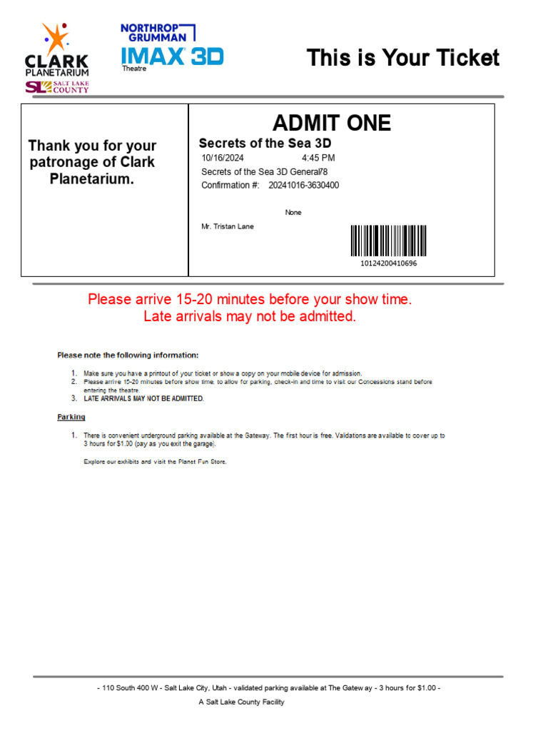 Clark Planetarium Ticket Info | PDF