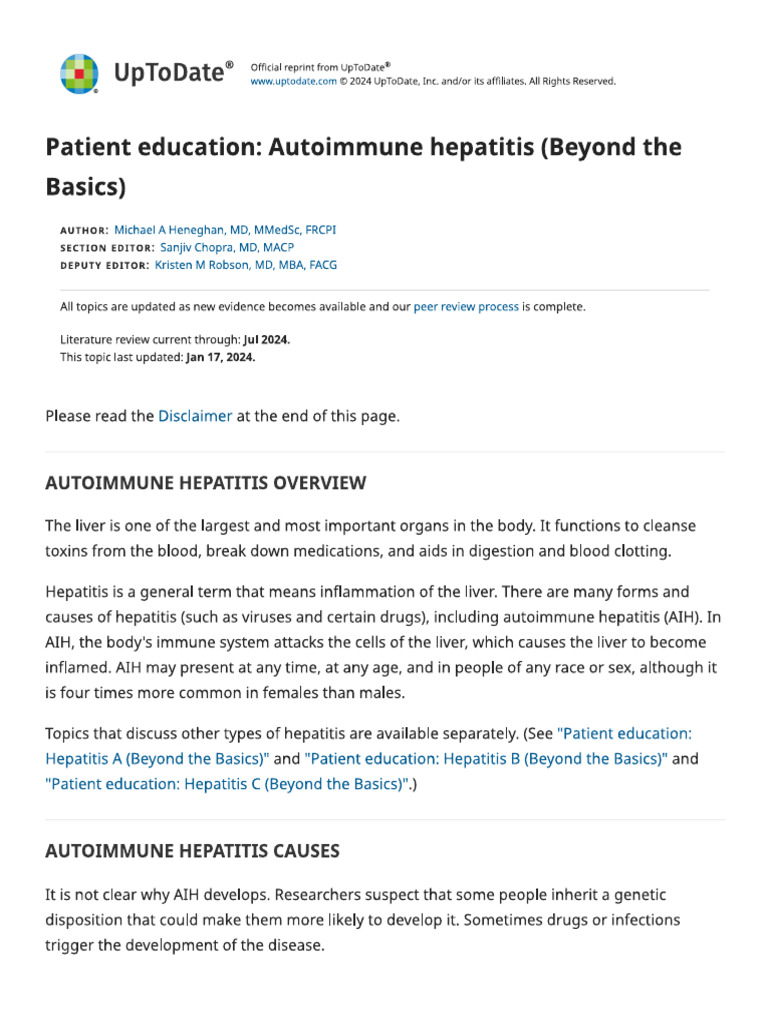Patient Education - Autoimmune Hepatitis | PDF