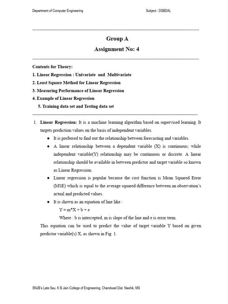 Part A Assignment - No - 4 | PDF | Mean Squared Error | Errors And Residuals