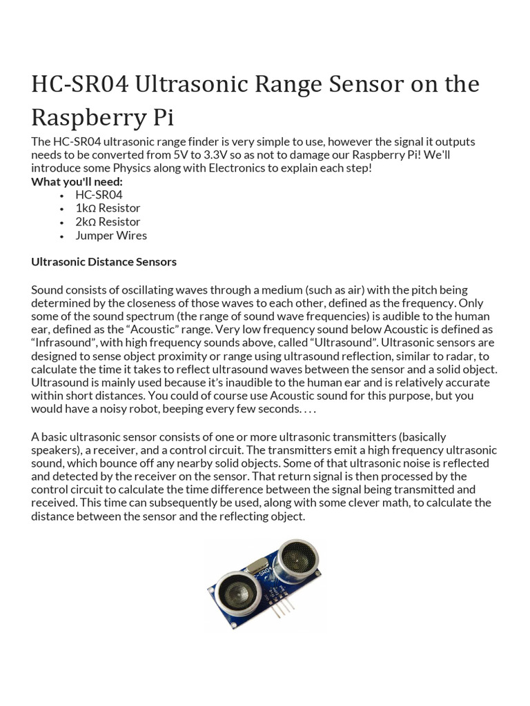 HC-SR04 Ultrasonic Range Sensor On The Raspberry Pi | PDF | Sound ...