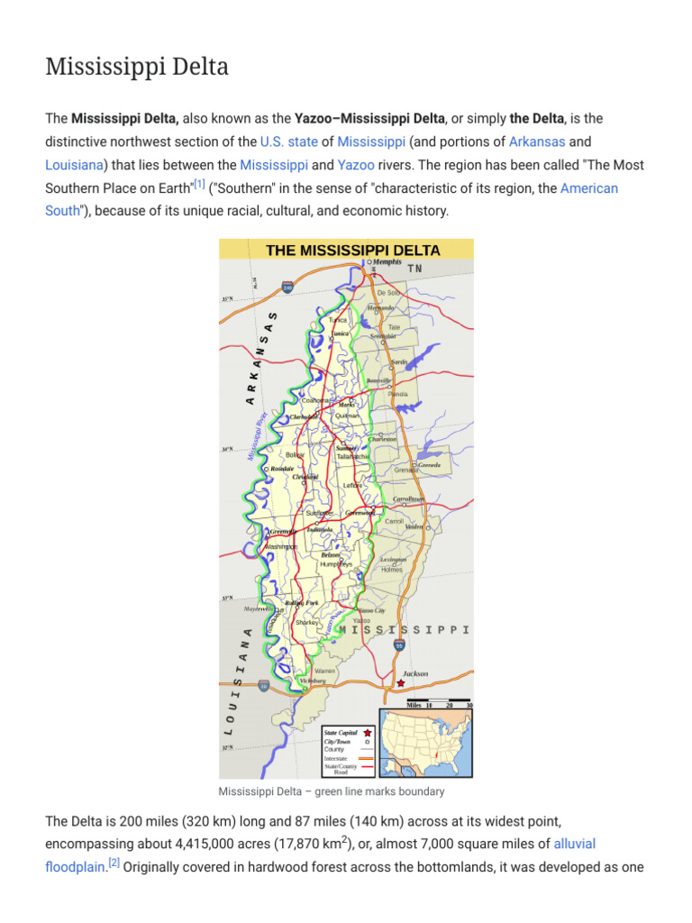 Mississippi Delta - Wikipedia | PDF | History