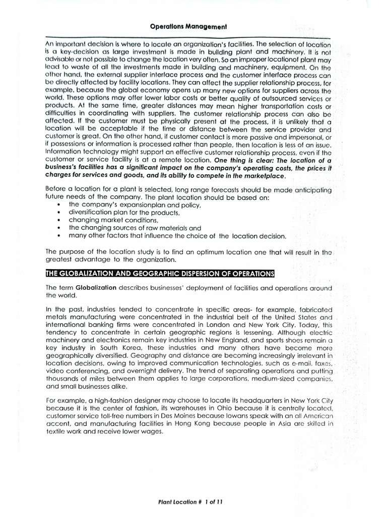 Operation Management Sheet 1 | PDF