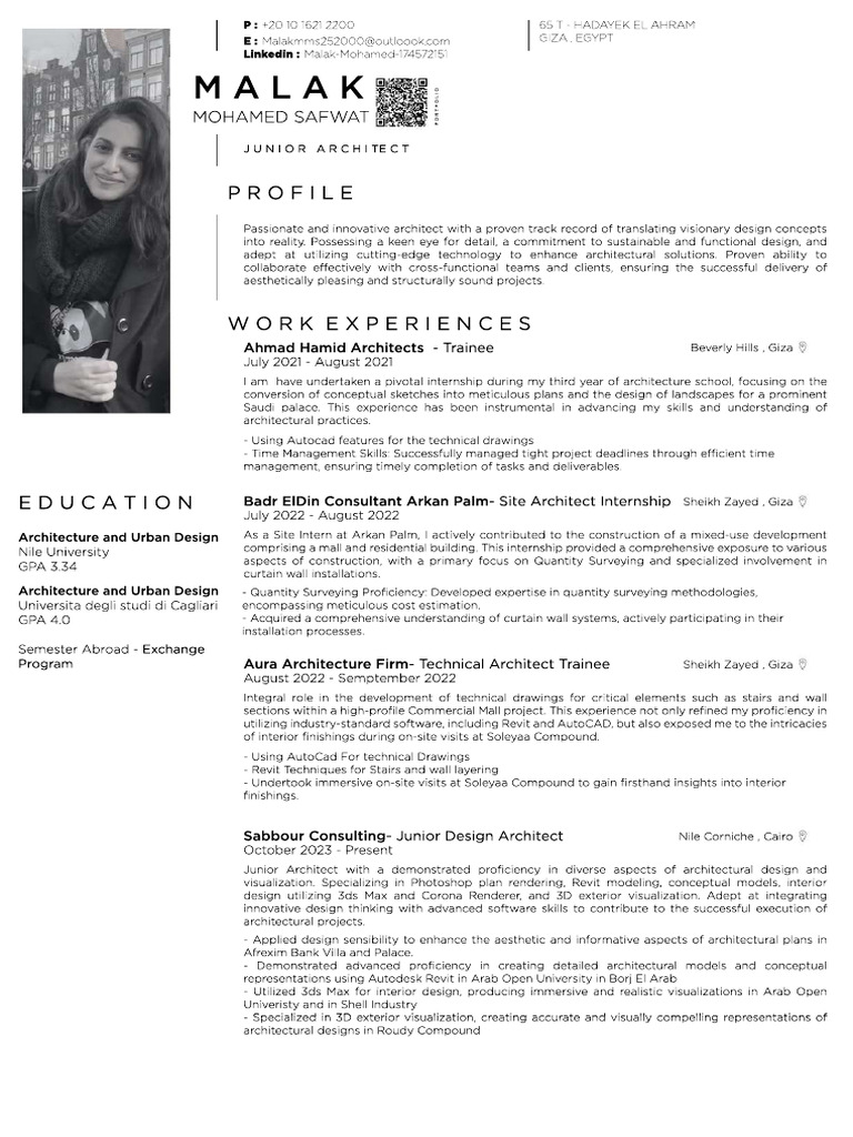 CV 2024 - Malak Mohamed | PDF