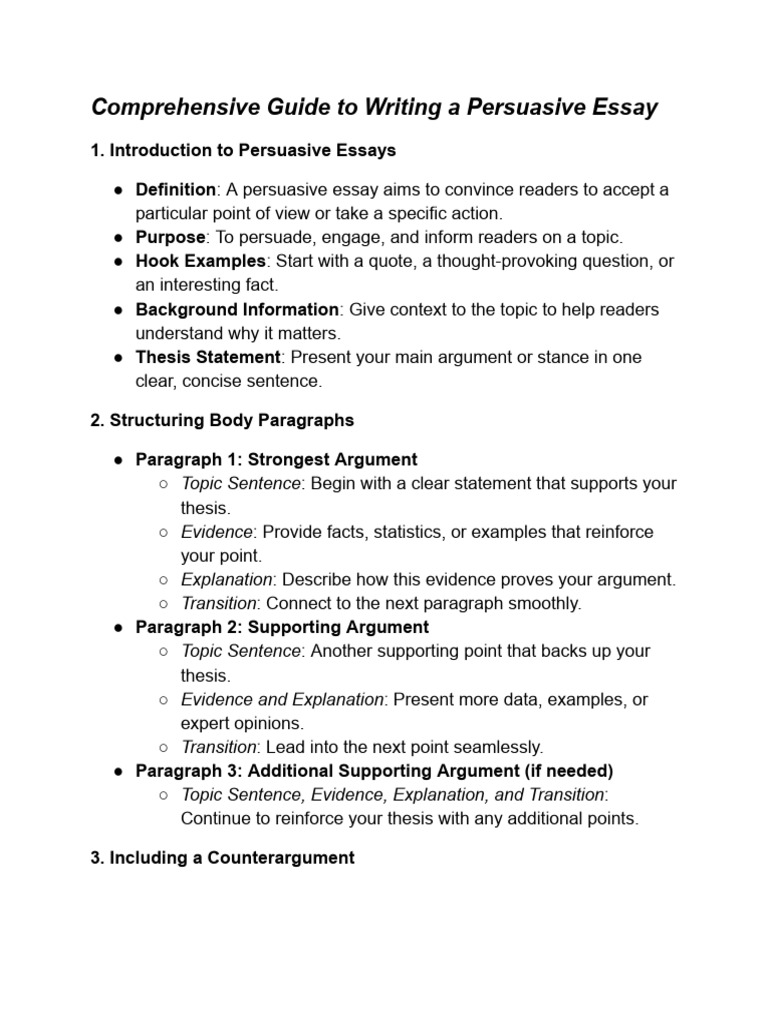 Comprehensive Guide To Writing A Persuasive Essay | PDF | Human ...