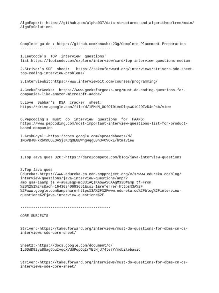 Top Coding Interview Prep Resources | PDF