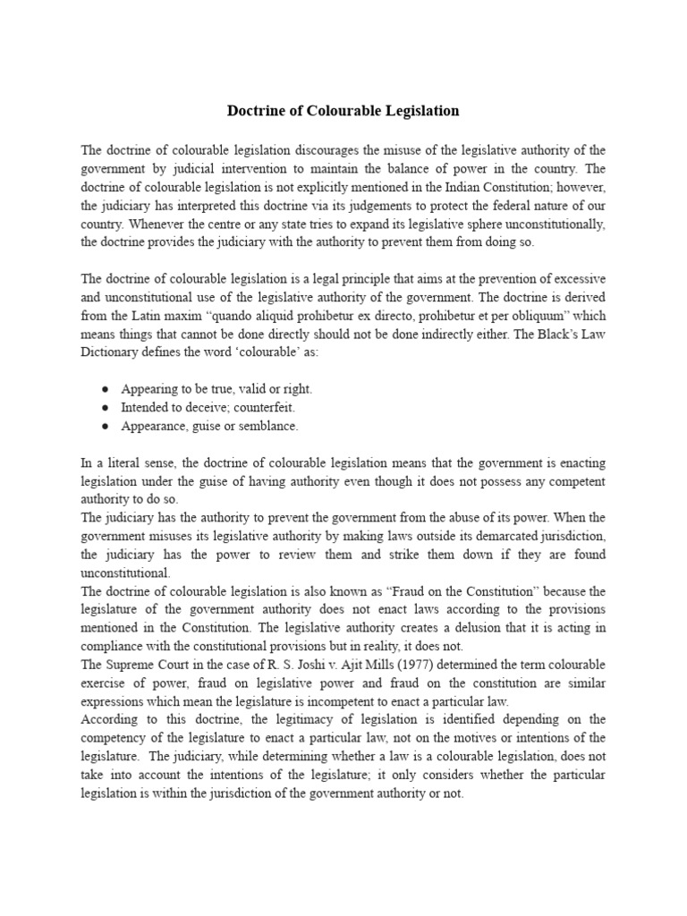 Doctrine of Colourable Legislation | PDF | Taxes | Value Added Tax