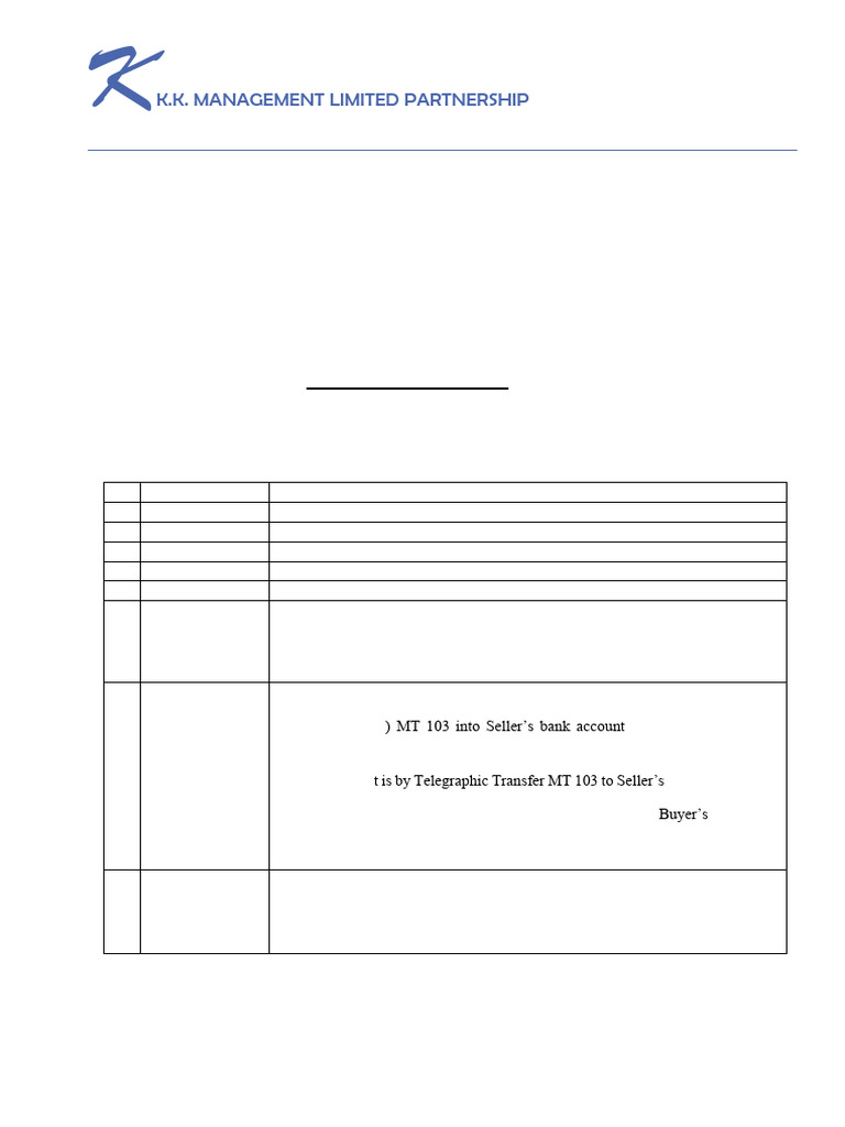 1. FCO - Time Mover Co. Ltd | PDF | Letter Of Credit | Business