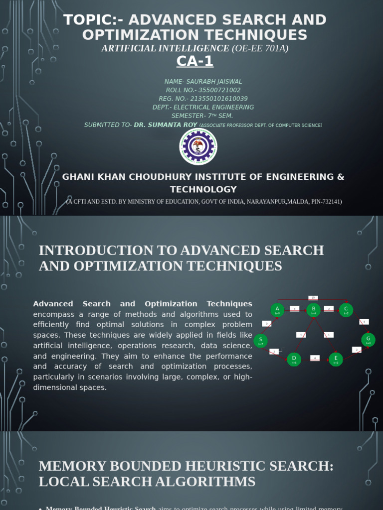Topic:-CA-1: Advanced Search and Optimization Techniques | PDF ...