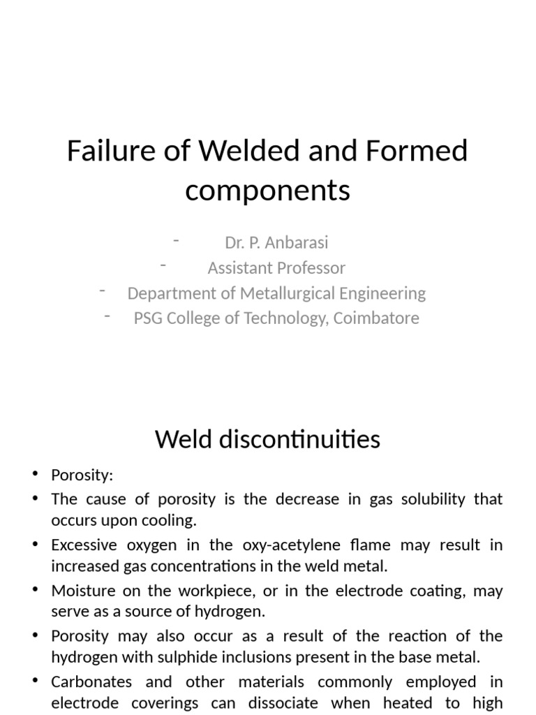 Unit - 3 - Failure of Welded and Formed components | PDF | Construction ...
