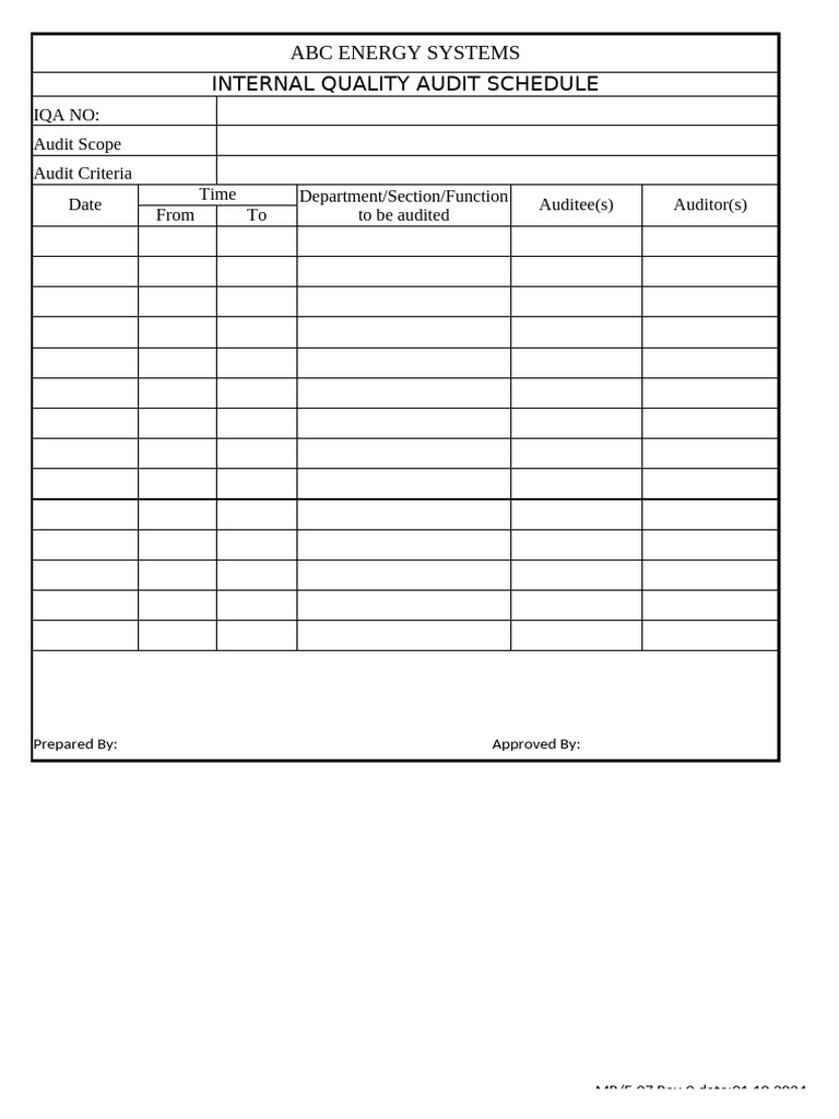 Internal Quality Audit Schedule 2024 | PDF | Business | Technology ...