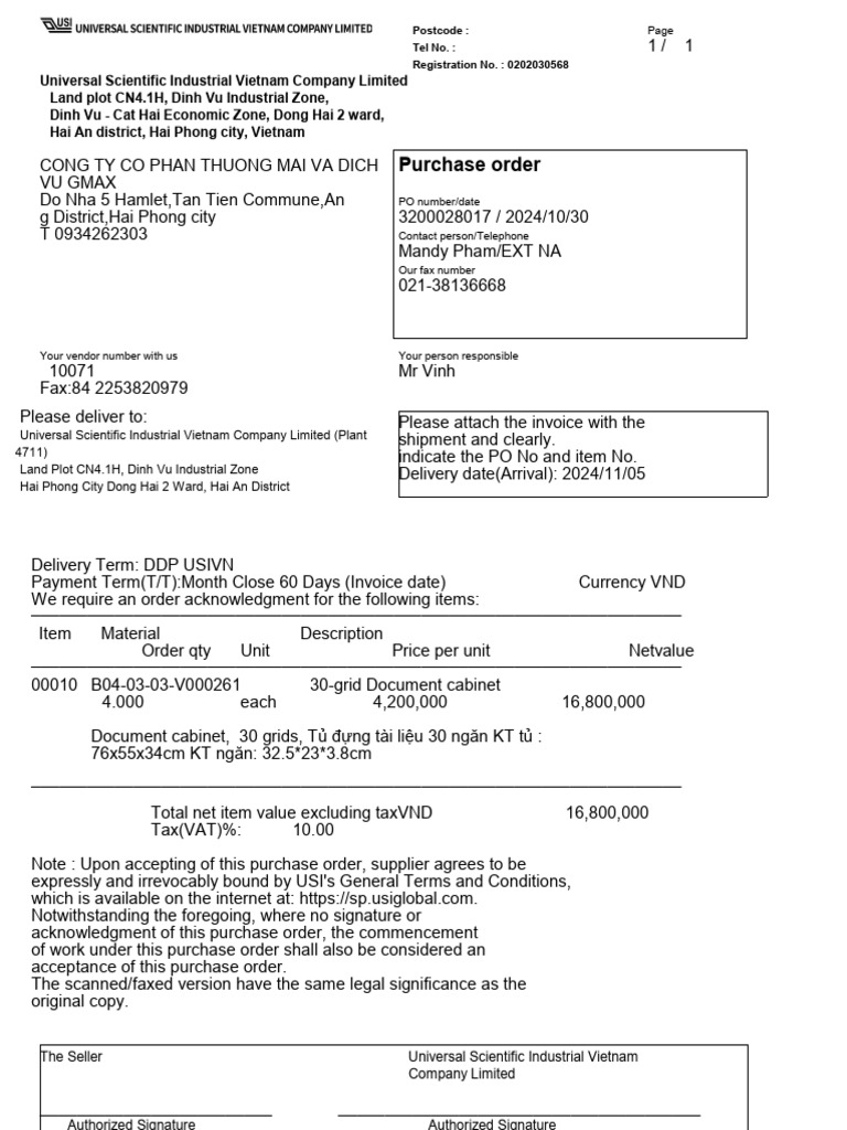 USI PO 3200028017 GMAX | PDF | Business