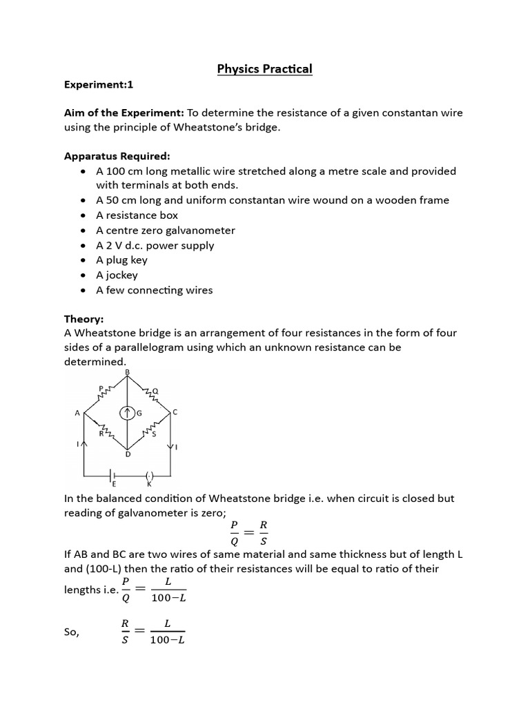 Std-12 Physics Practical | PDF | Electrical Resistance And Conductance ...