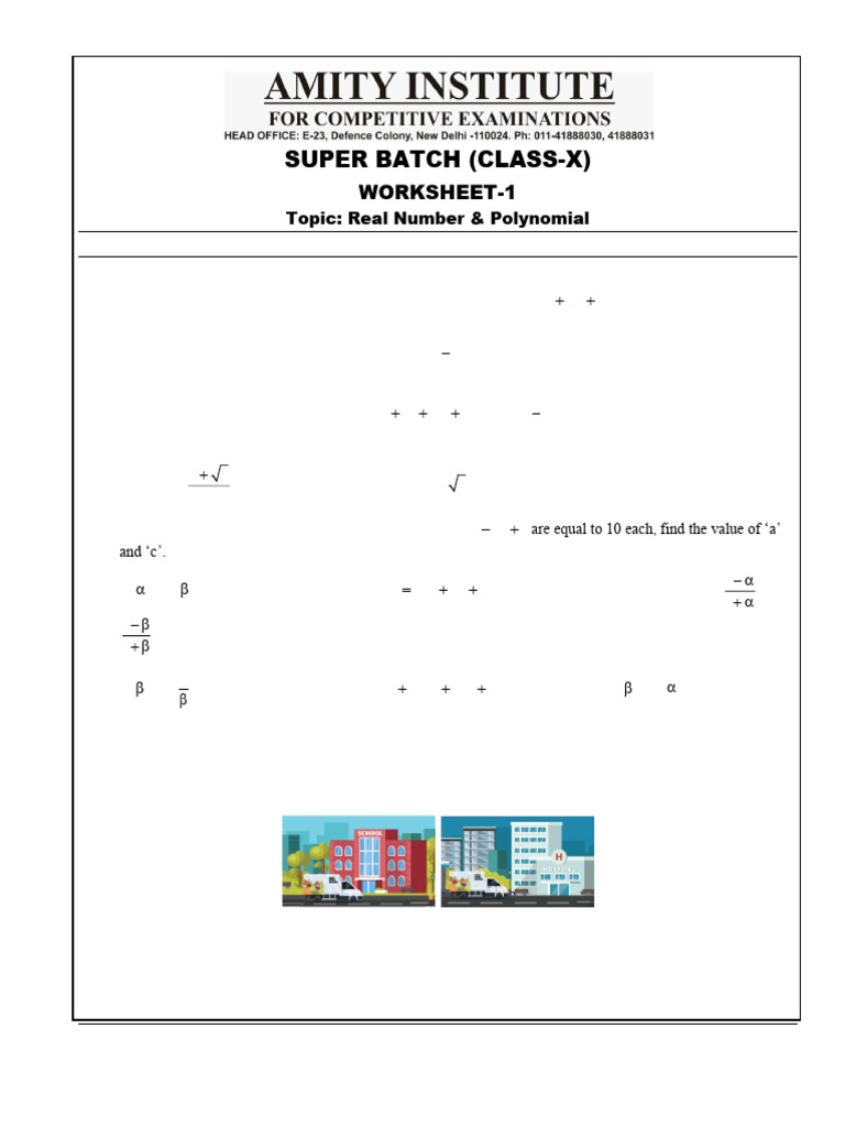 Class 10 Math Worksheet: Real Numbers & Polynomials | PDF | Numbers ...