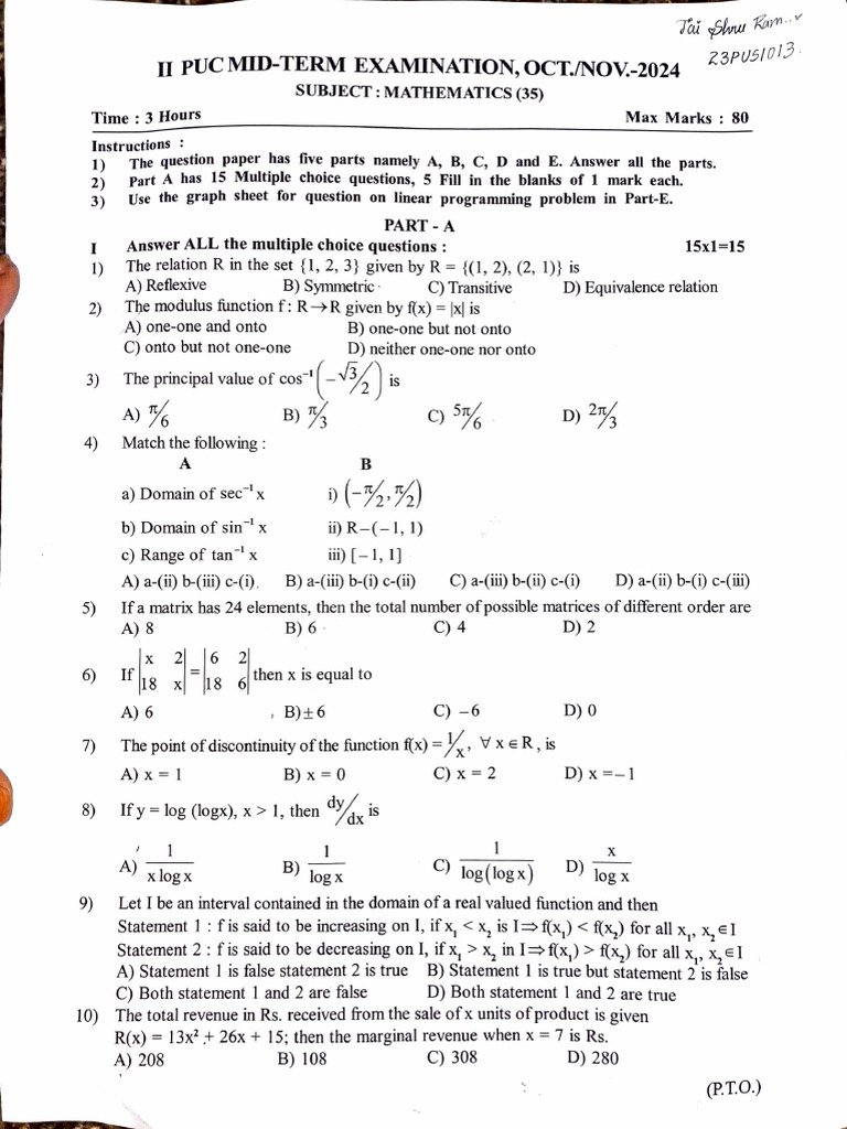 Maths Midterm Pdf Function Mathematics Elementary Mathematics 4411