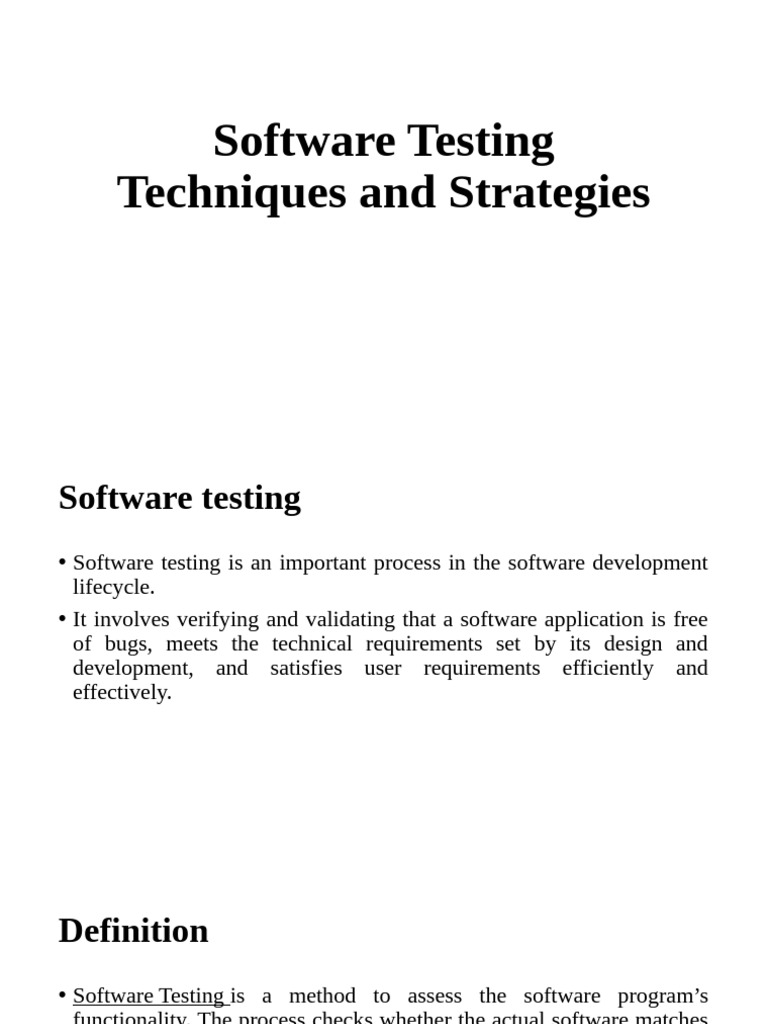 Software Testing Techniques and Strategies | PDF | Software Testing ... Software Testing Techniques and Strategies | PDF | Software Testing ...