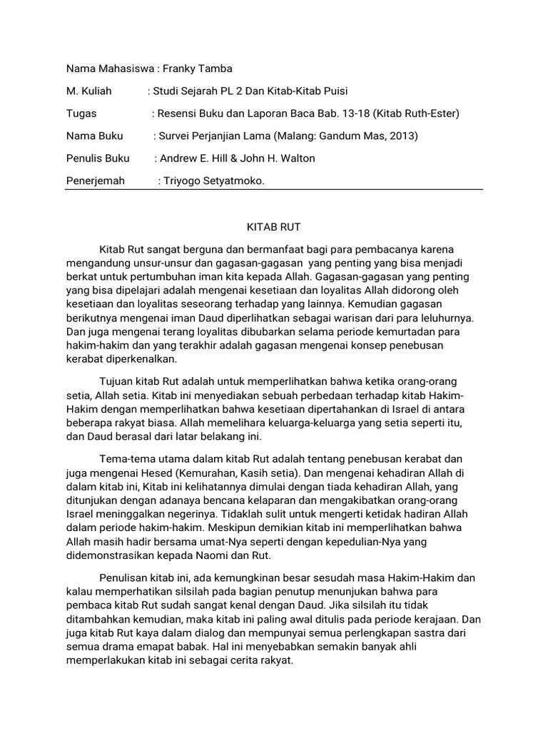 Resensi Buku Kitab Rut-Ester (Buku Andrew E | PDF | Agama & Spiritualitas