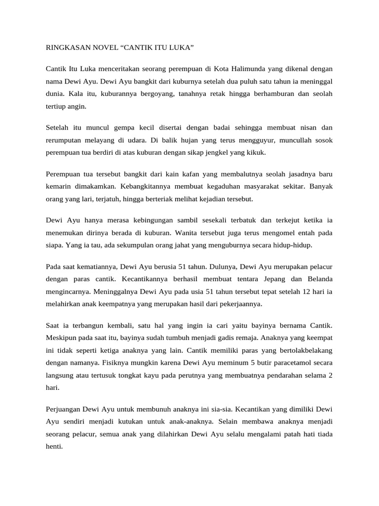 Ringkasan Novel Cantik Itu Luka | PDF