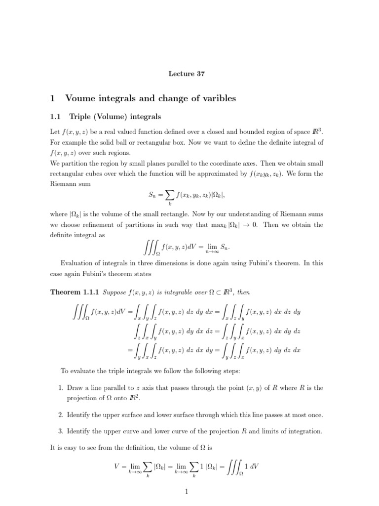 Lecture 37 | PDF | Integral | Mathematical Analysis