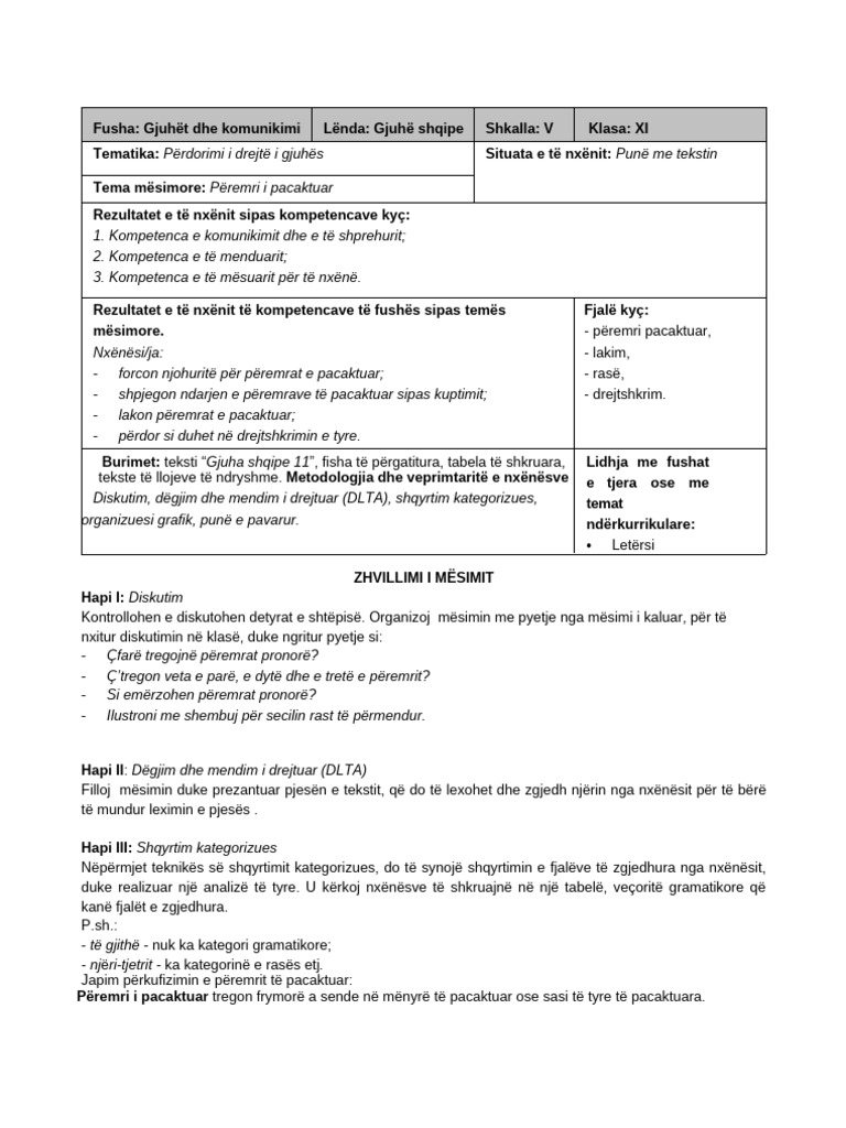 Ditar KL 11, Gjuhe | PDF