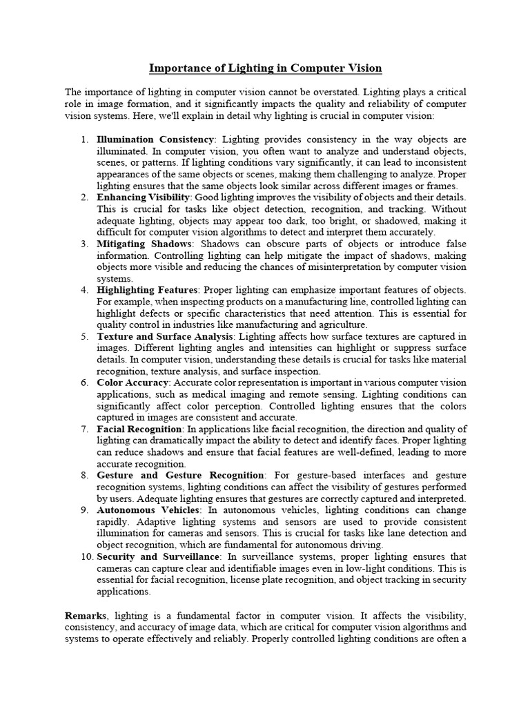 Importance of Lighting in Computer Vision | PDF | Rendering (Computer ...